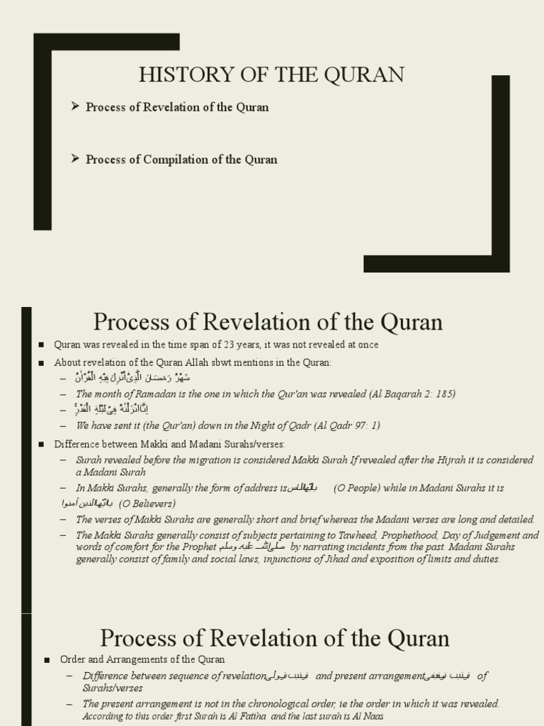 History and Revelation of the Quran | PDF | Surah | Quran