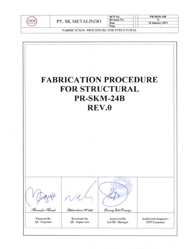 Fabrication Procedure For Structural | PDF | Metal Fabrication | Sheet ...