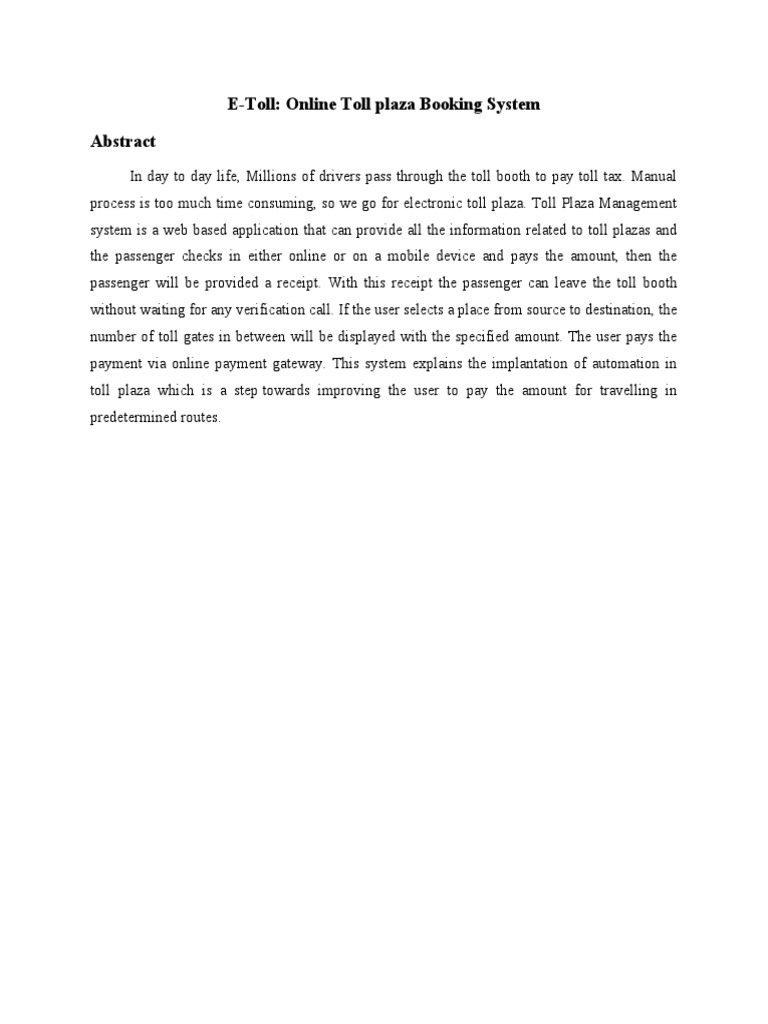 E-Toll Online Booking System Overview | PDF | Software Testing | Angular Js