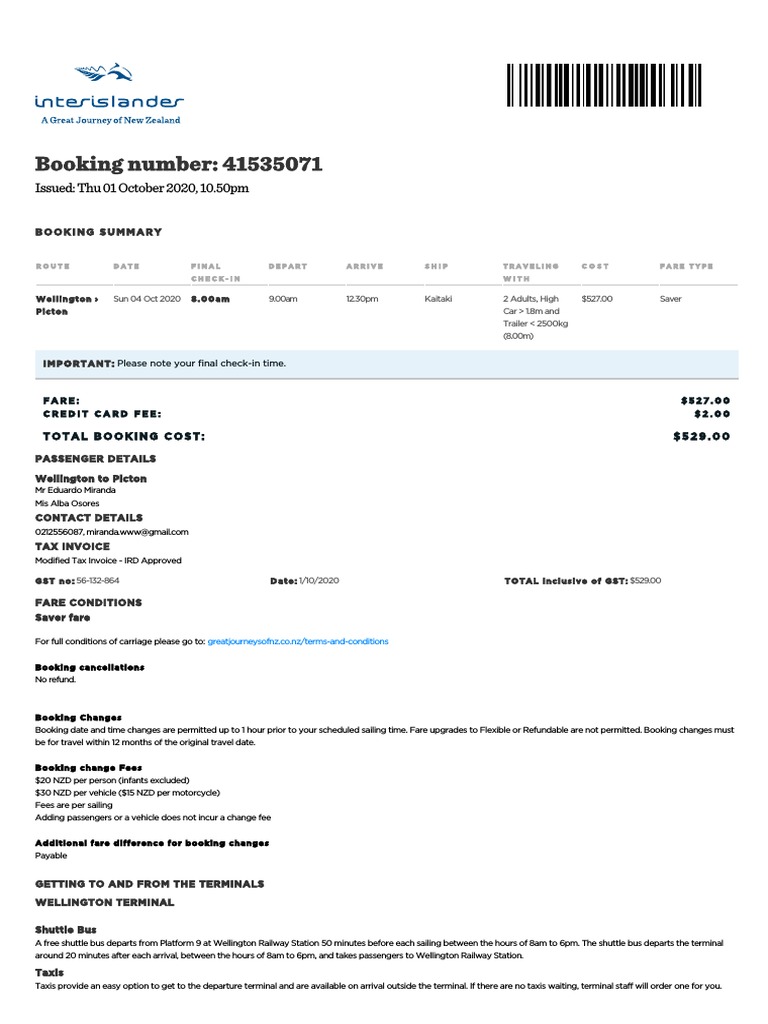 Travel Voucher - Booking 41535071 | PDF