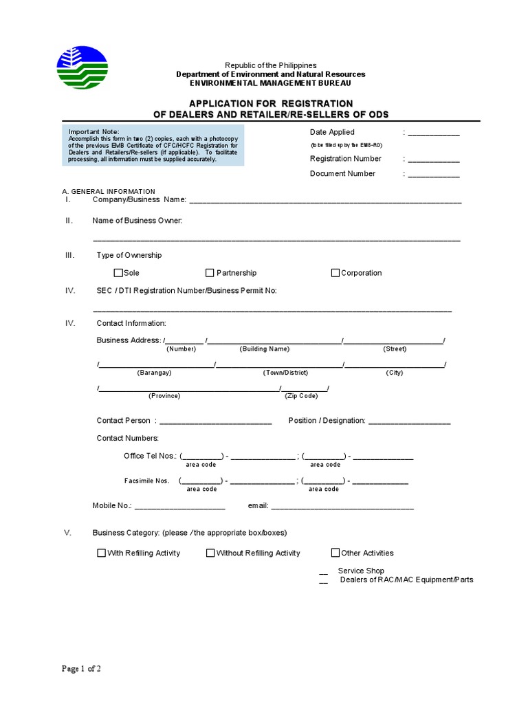 Application For Registration | PDF | Business