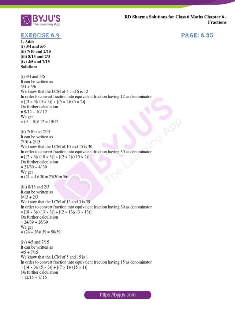 RD Sharma Class 6 Maths Solutions Chapter 6 Ex 9 | PDF | Odds | Lexicology