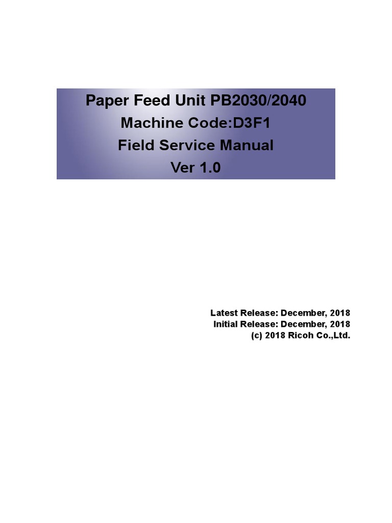 bc-mf2 - d3f1 - FSM - en - Final - 220419 Paper Feed Unit | PDF ...