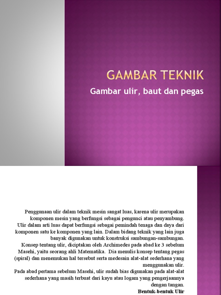 Gambar Teknik Ulir Baut Pegas 11 | PDF