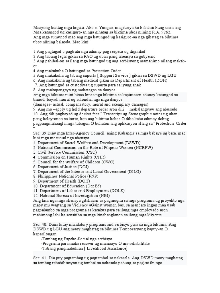 VAWC Rights of The Victims | PDF