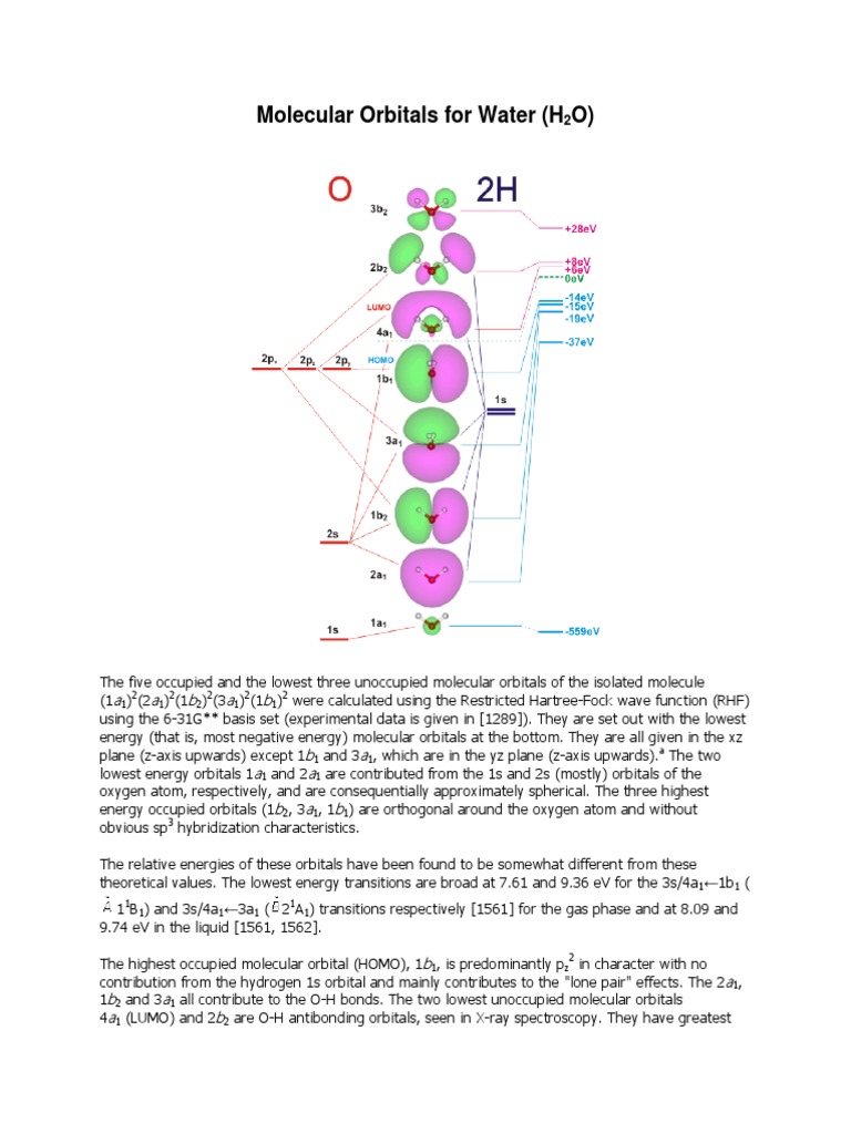 Molecular Orbitals For Water | PDF | Molecular Orbital | Interaction