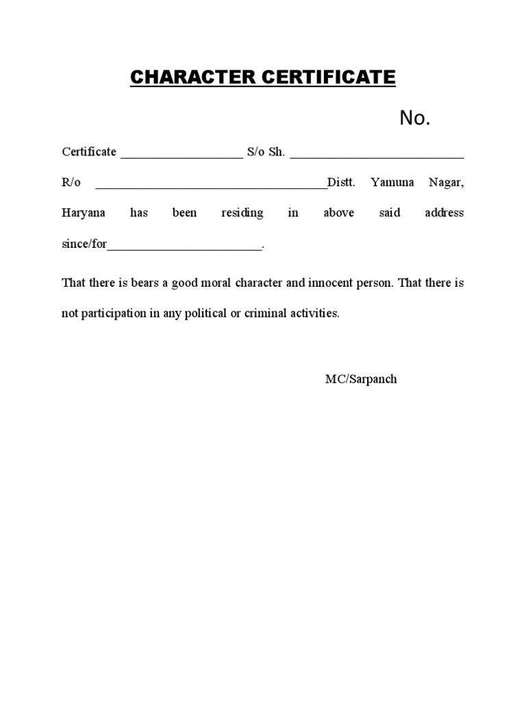 Character Certificate | PDF | Career & Growth