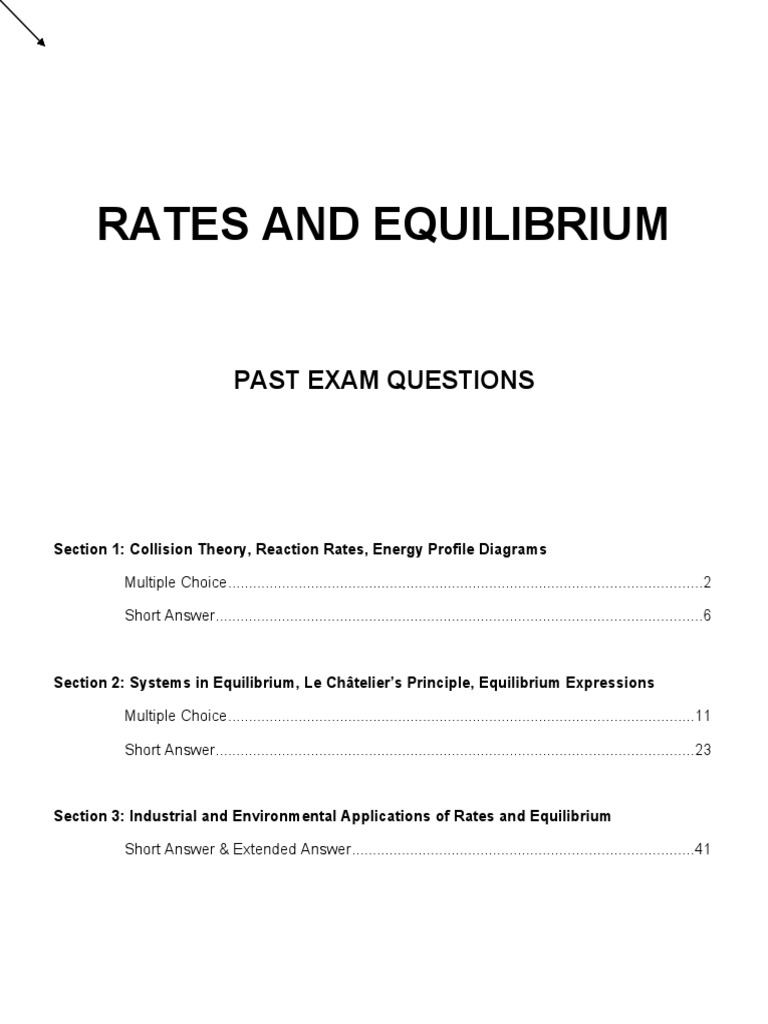 Exam Questions on Rates and Equilibrium | PDF | Chemical Equilibrium ...
