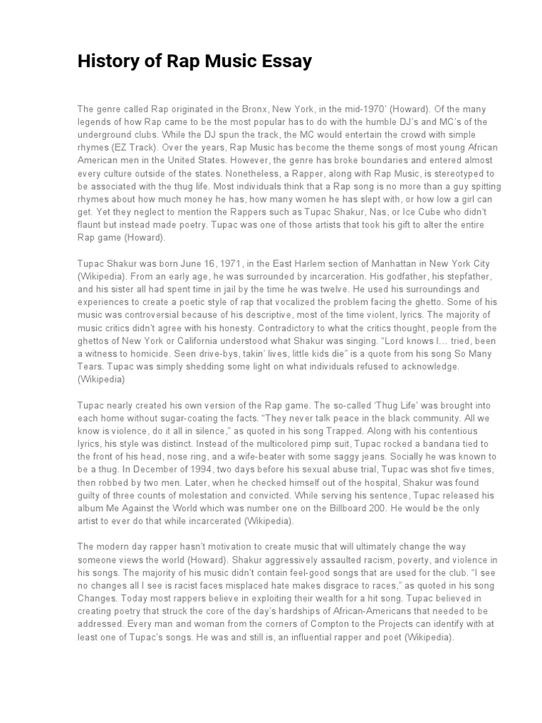 History of Rap Music Essay | Download Free PDF | Hip Hop Music | Rapping