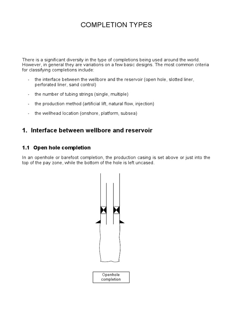 Completion Types: 1. Interface Between Wellbore and Reservoir | PDF ...