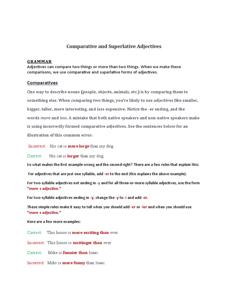 Comparative and Superlative Adjectives | Download Free PDF | Adjective | Languages