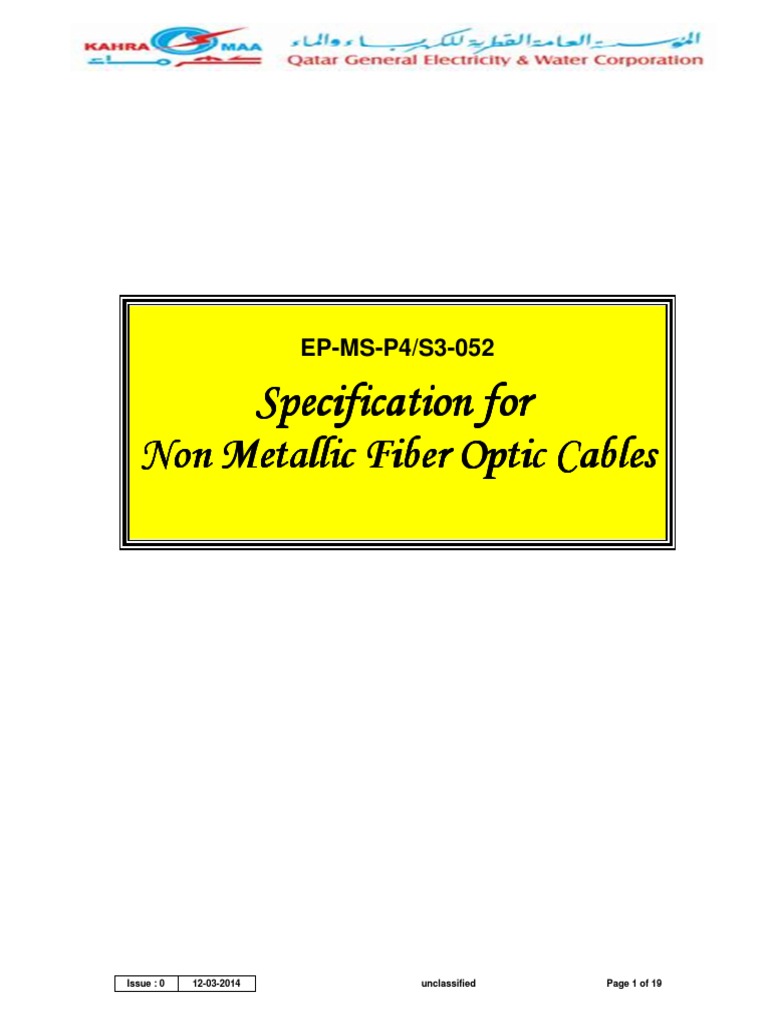 Non-Metallic Fiber Optic Cable Specification | PDF | Optical Fiber | Attenuation