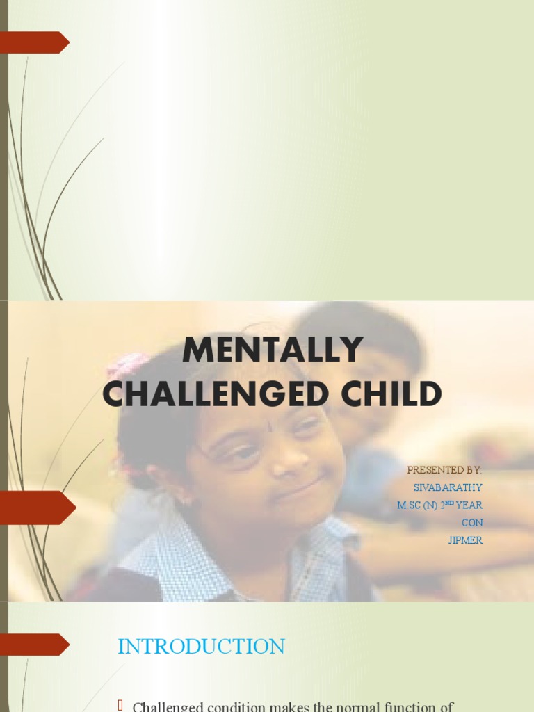Mentally Challenged Child | PDF | Intellectual Disability | Disability