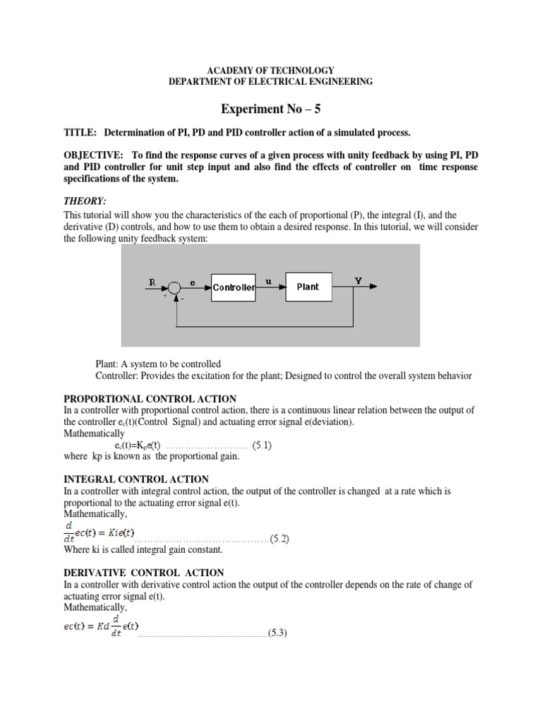 PID Controller Lab Exp5 | PDF | Control Theory | Servomechanism