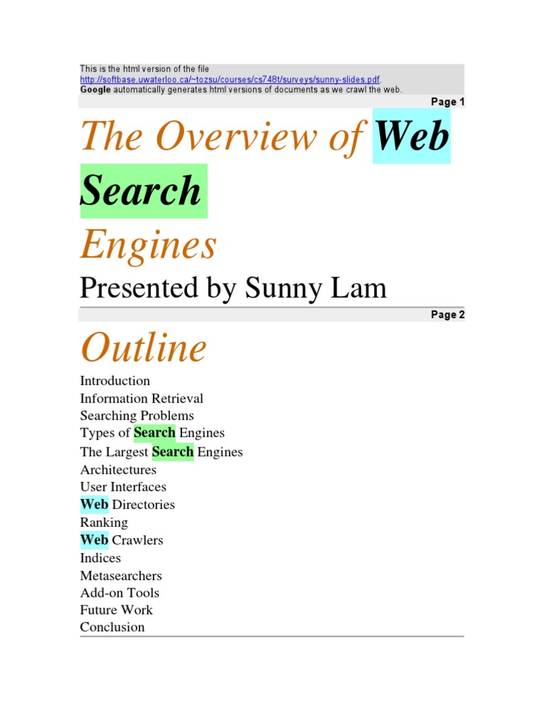 Web Search Engine | PDF | Web Search Engine | Information Retrieval
