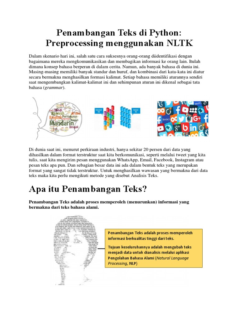 Husni Penambangan Teks Di Python Preprocessing Menggunakan NLTK | PDF ...