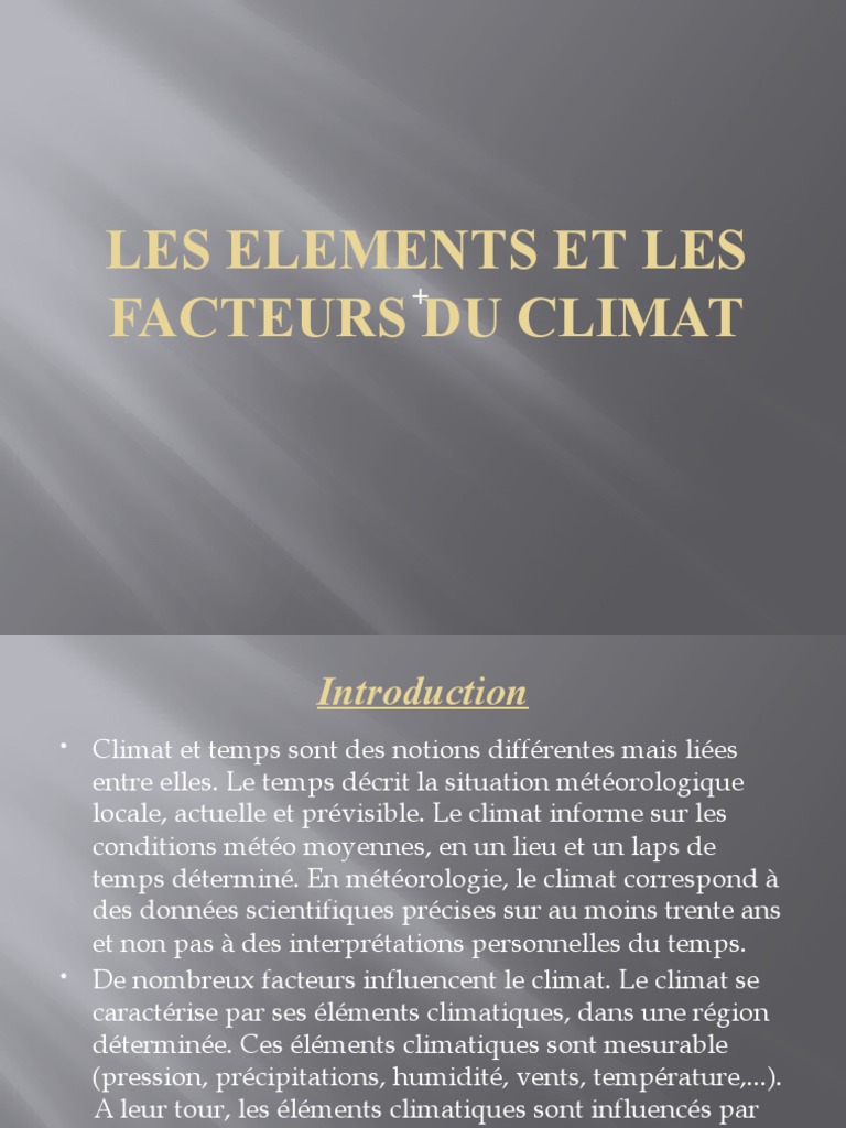 Les Elements Et Les Facteurs Du Climat | PDF | Climat | Plaie