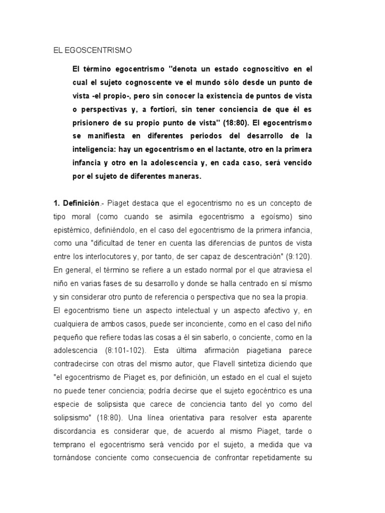 El Egoscentrismo | PDF | Teorías filosóficas | Epistemología