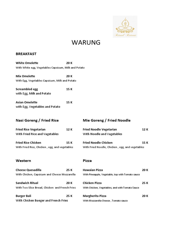 Menu Ritual Retreat | PDF | Eating Behaviors Of Humans | Cuisine