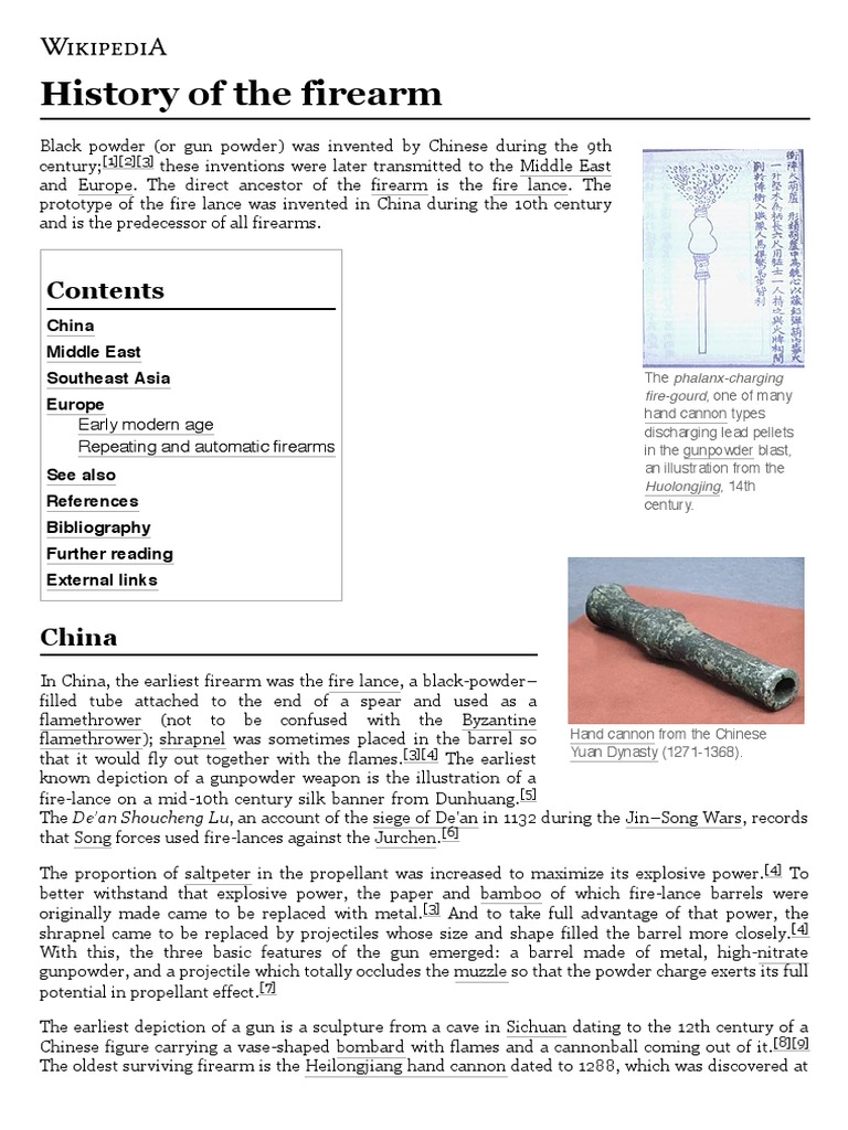 History of The Firearm - Wikipedia | PDF | Military Technology | Artillery