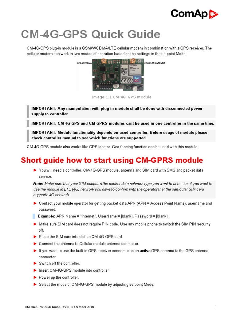CM-4G-GPS Quick Guide: Short Guide How To Start Using CM-GPRS Module ...