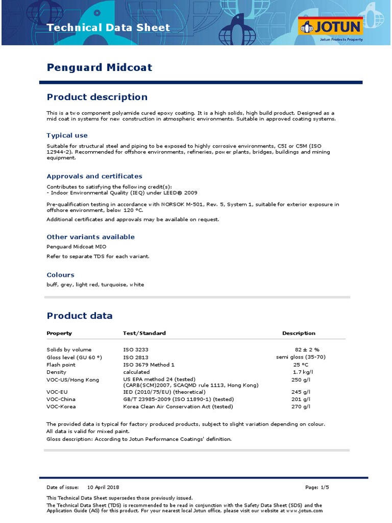 TDS - 2080 - Penguard Midcoat - Euk - GB | PDF | Paint | Industrial ...