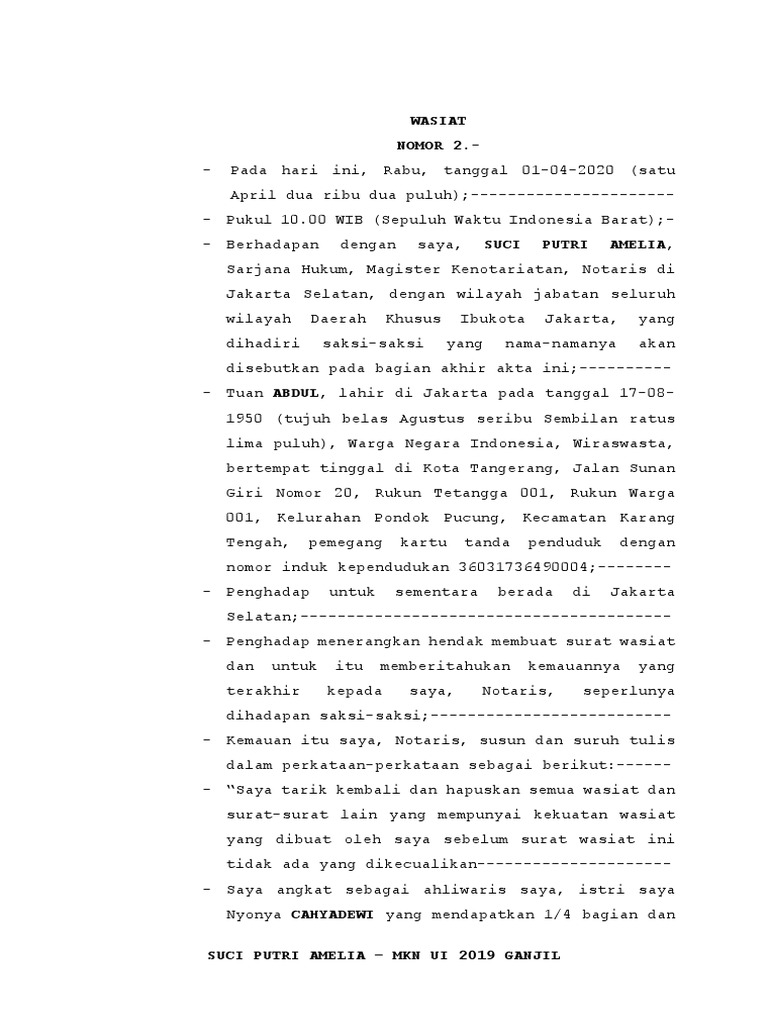 Akta Wasiat Umum | PDF