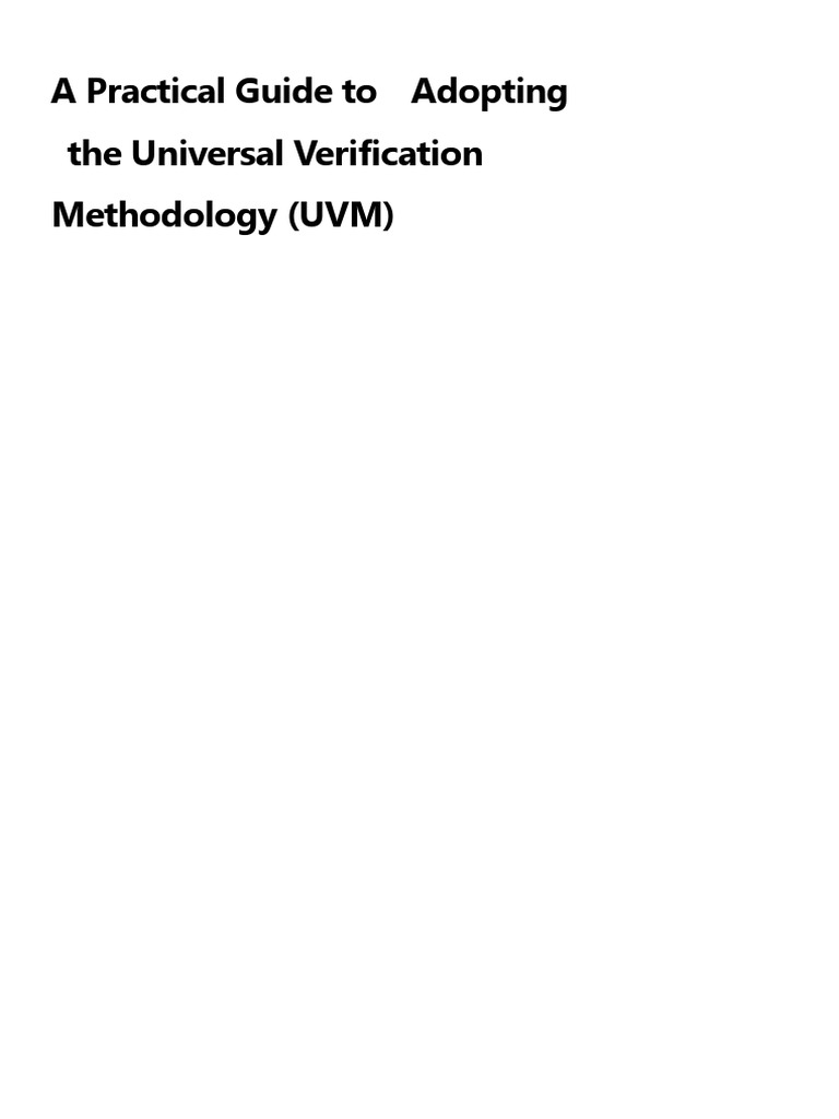 A Practical Guide To Adopting The Universal Verfication Methodology Pdf Object Oriented