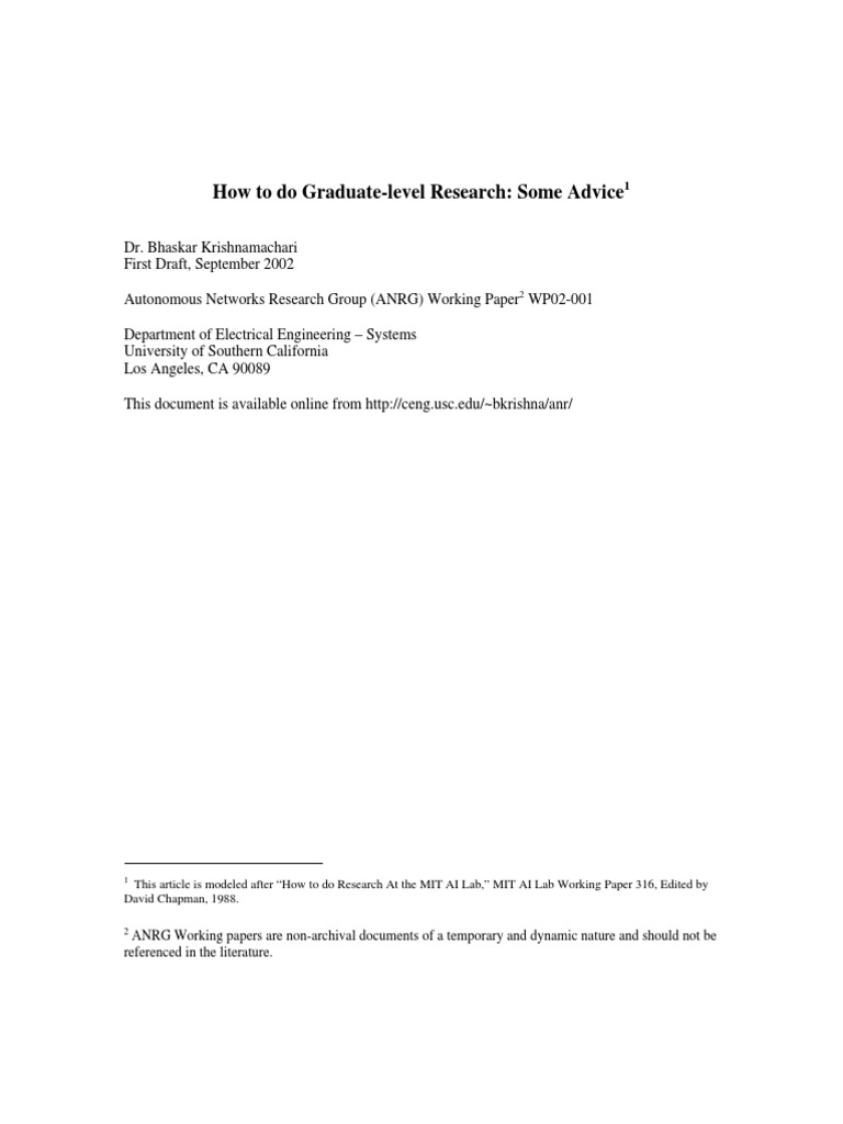 How To Do Graduate-Level Research: Some Advice | PDF | Thesis ...