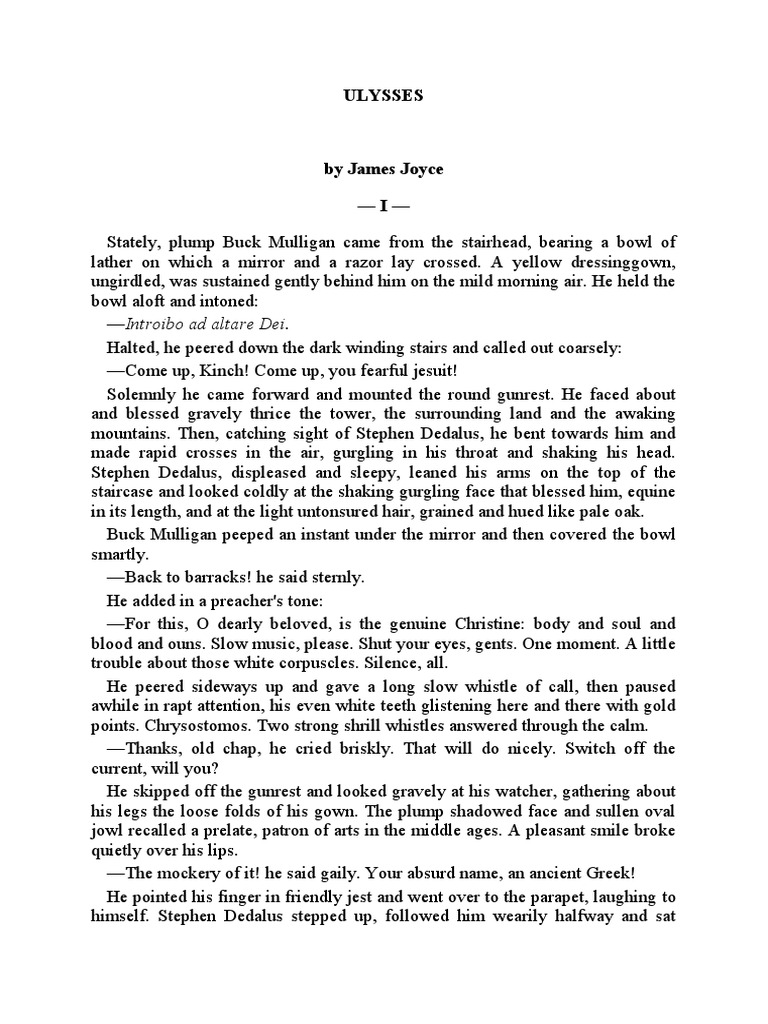 Ulysses: Opening Scene Analysis | PDF