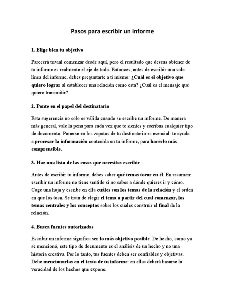 Pasos para Escribir Un Informe | PDF | Idiomas