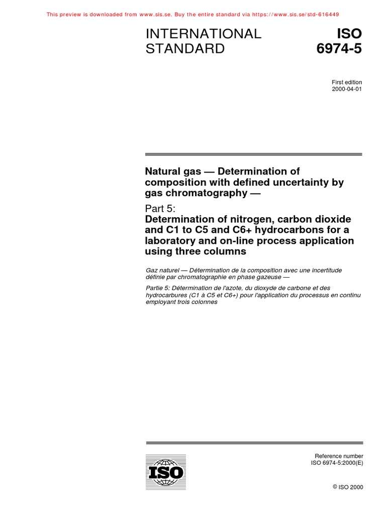 Iso 6974 5 2000 en FR PDF | PDF | Gas Chromatography | International ...