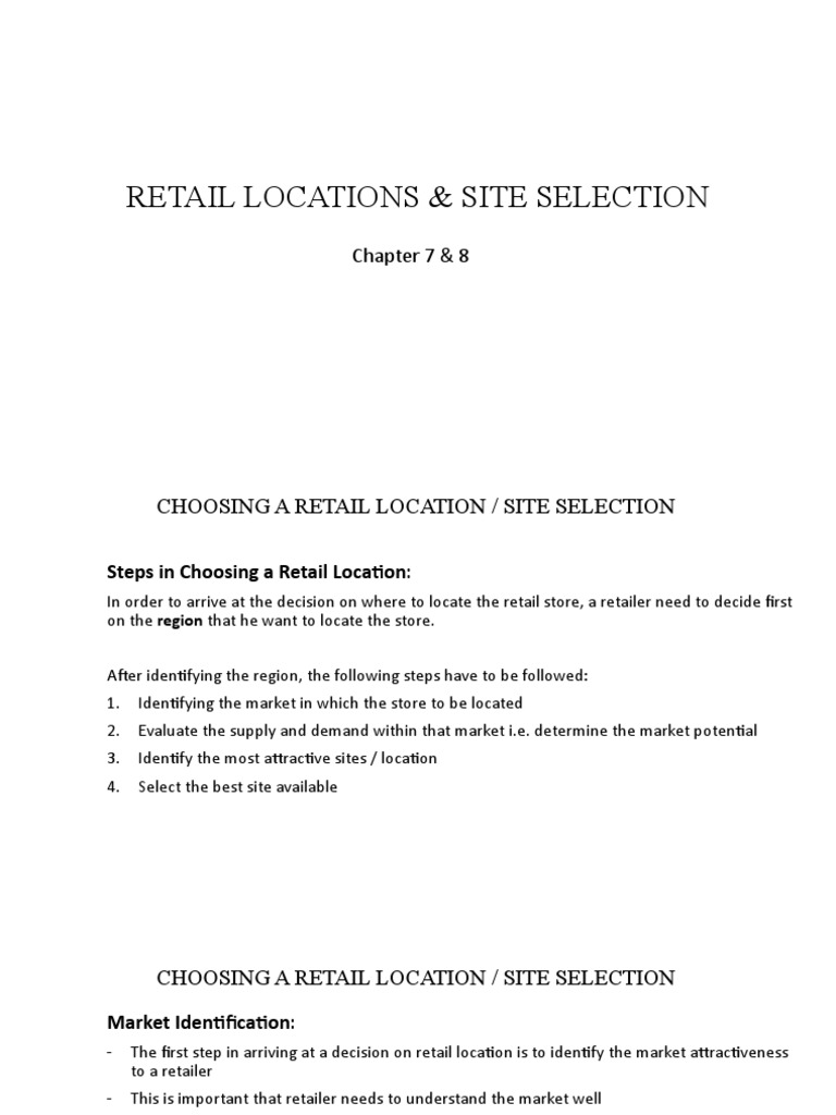 Retail Location and Site Selection Guide | PDF | Retail | Market ...