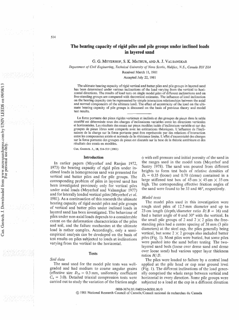 Bearing Capacity of Piles Under Inclined Loads | PDF | Deep Foundation ...