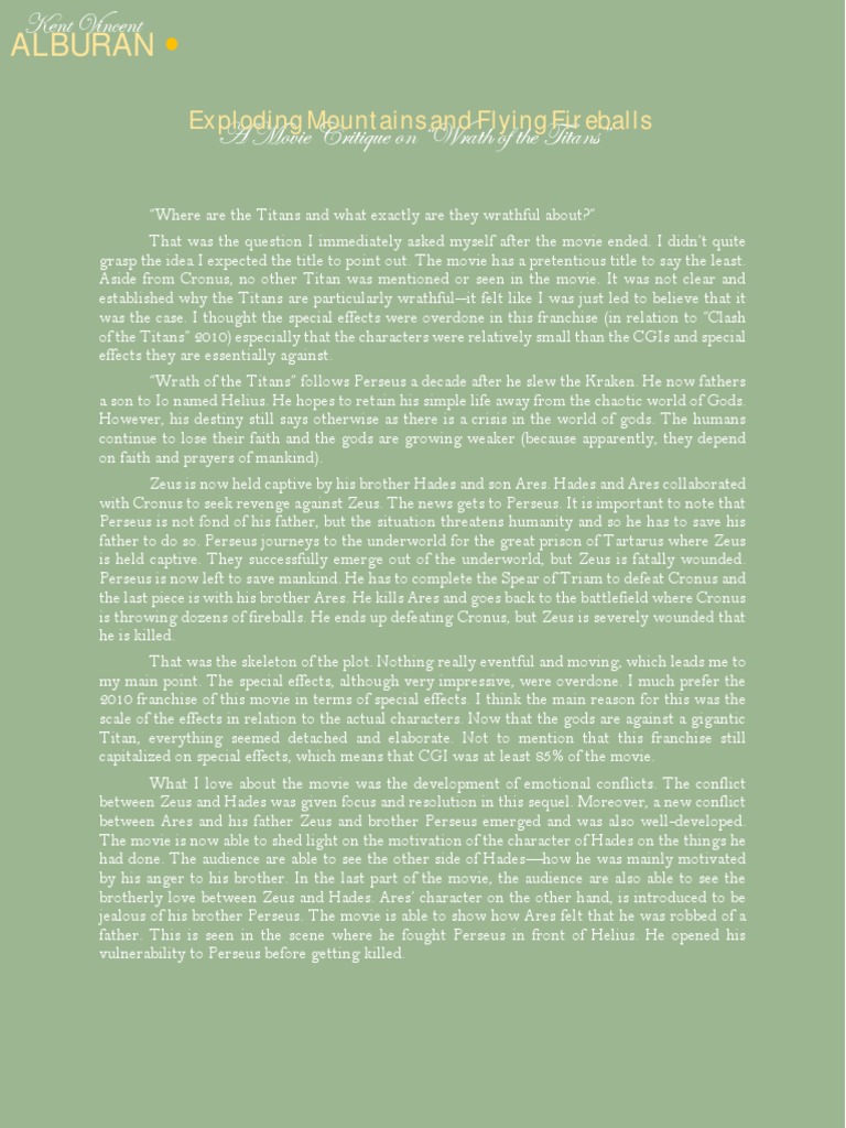 Alburan - Wrath of The Titans Final | PDF | Hades | Zeus