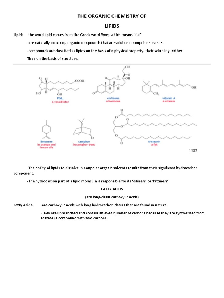 Understanding Lipids in Organic Chemistry | PDF | Fatty Acid | Triglyceride