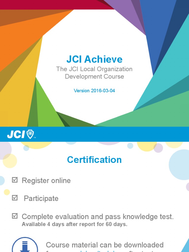 JCI Achieve: The JCI Local Organization Development Course | PDF ...