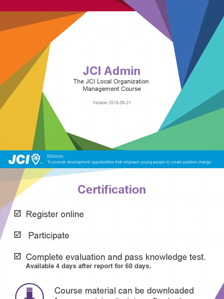 JCI Admin: The JCI Local Organization Management Course | PDF | United ...
