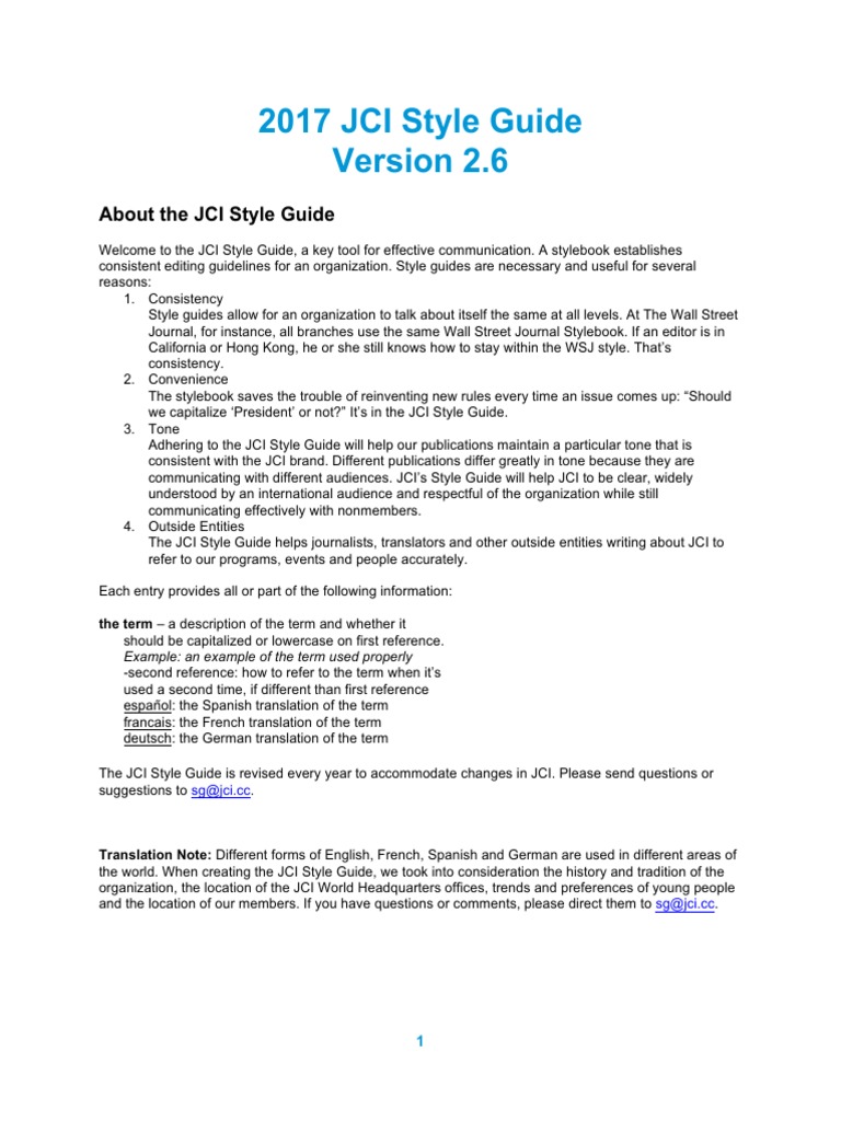 JCI Style Guide | PDF | Career & Growth
