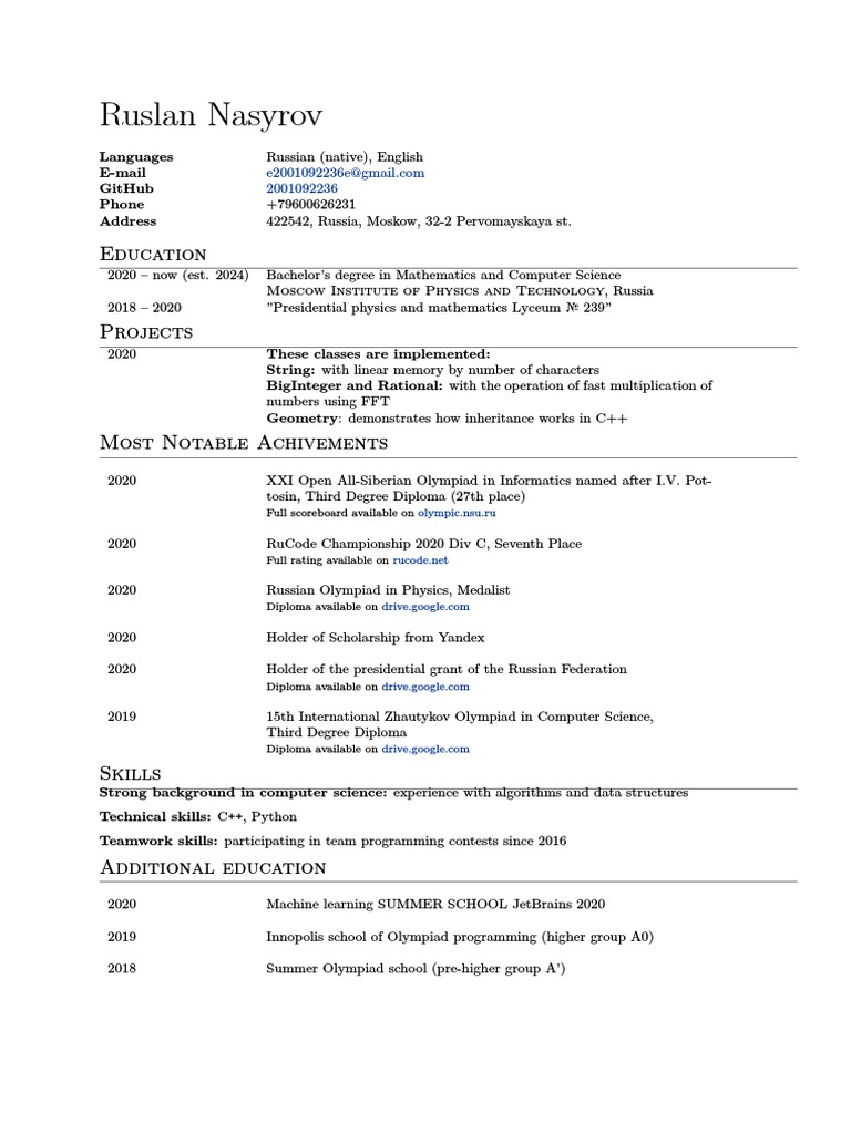 Ruslan Nasyrov CV | PDF