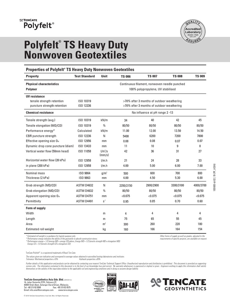 Data Sheet - Polyfelt® TS HD (100 600-td-02-19) | PDF | Nonwoven Fabric ...