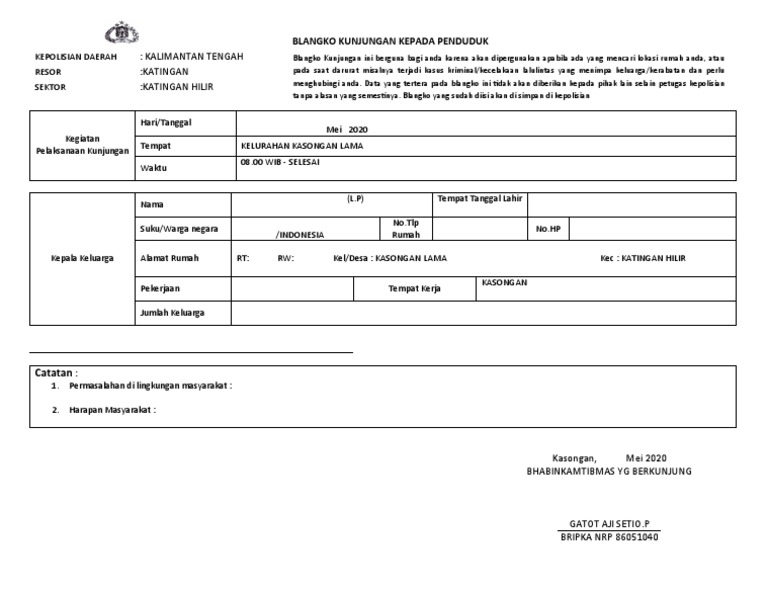 Blangko Kunjungan Warga | PDF