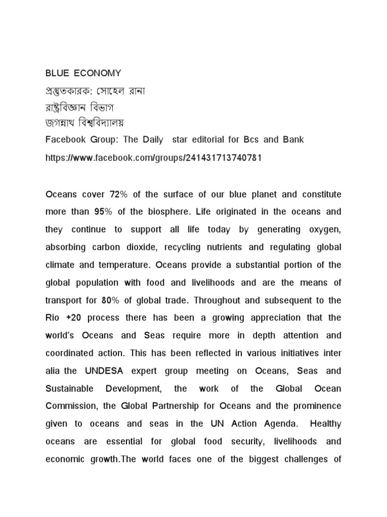 Blue Economy | PDF | Sea | Oceans