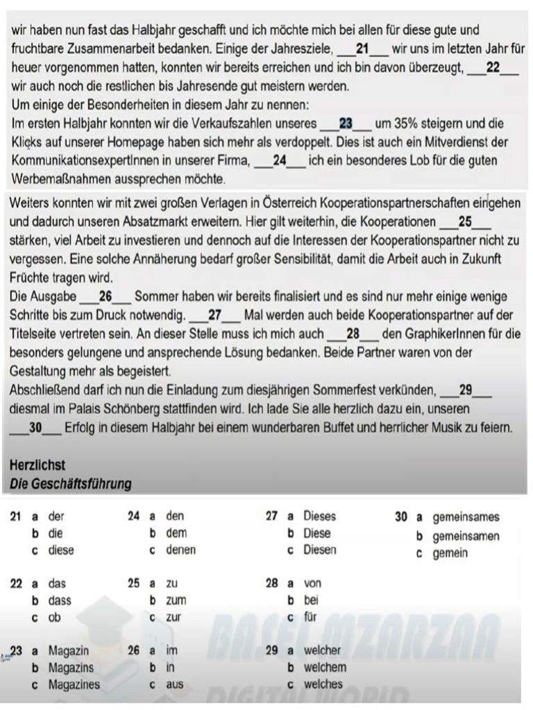 Telc B2 Prüfung Modelltest (5) B2 Allgemein Sprachbausteine | PDF