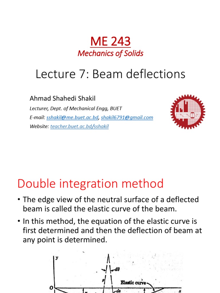 Lecture 7: Beam Deflections: Mechanics of Solids | Download Free PDF | Beam (Structure) | Tangent