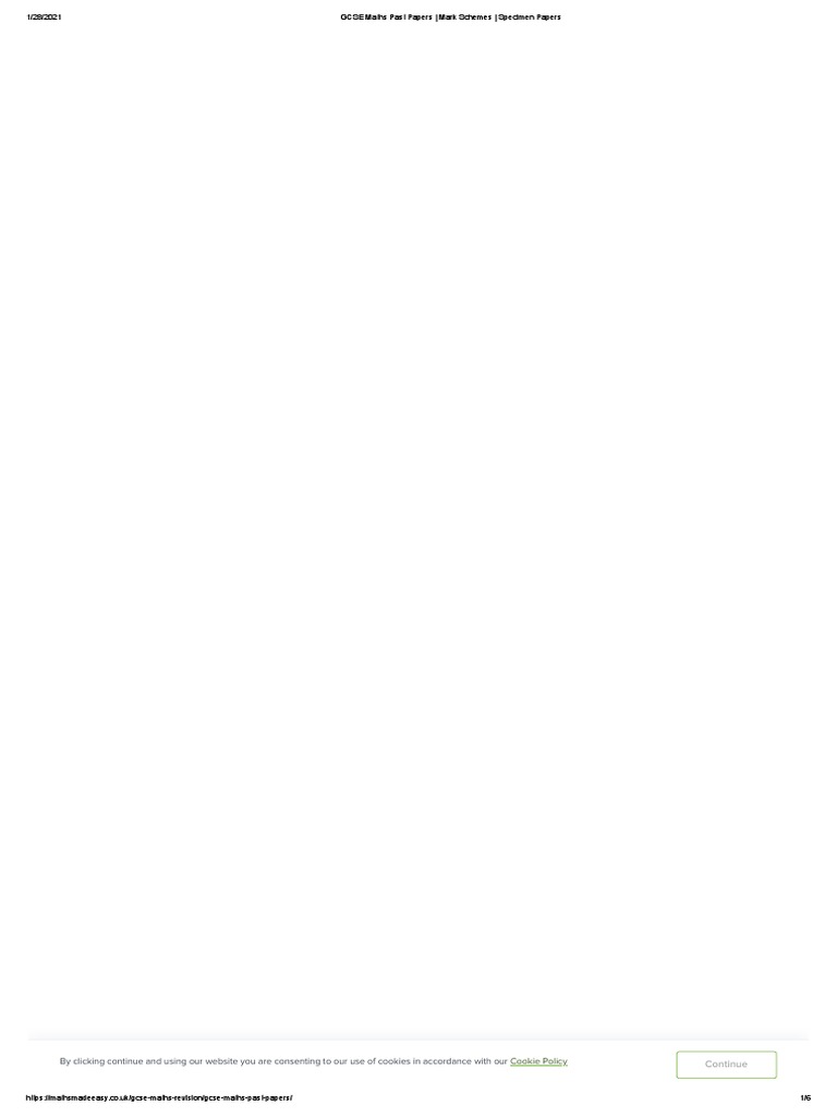 GCSE Maths Past Papers - Mark Schemes - Specimen Papers | PDF