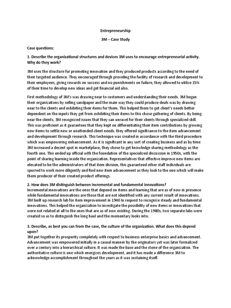 Ass 3 - 3M Case Study | PDF | Innovation | Entrepreneurship