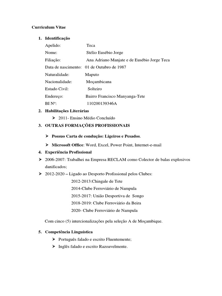 Curriculum Vitae | PDF | Carreira e Crescimento