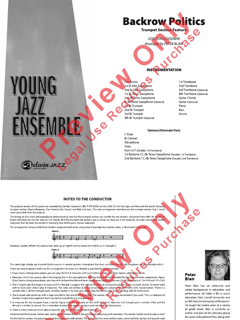 BACKROW POLITICS - Conducteur Big Band | PDF