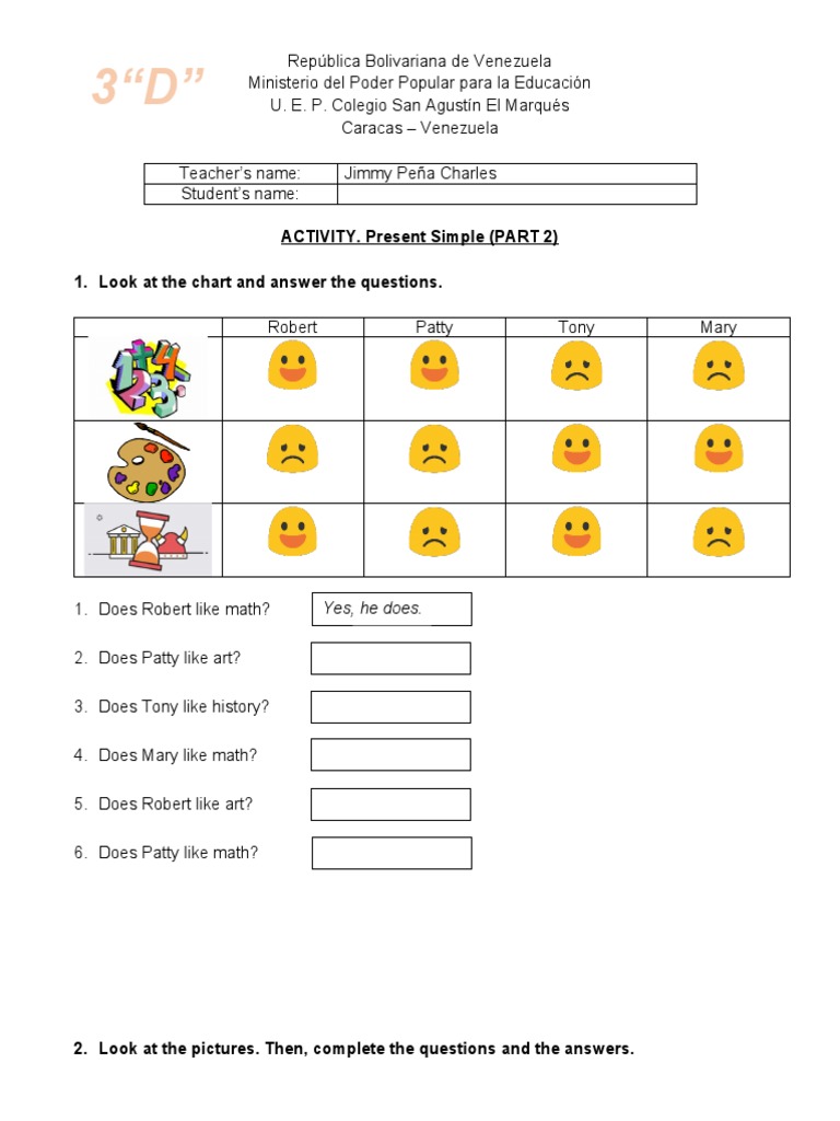 Present Simple Activity Overview | PDF